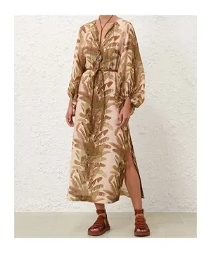 Zimmermann Ascension Midi Dress - Green Palm