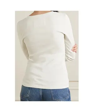 NILI LOTAN Jordan Ribbed Knit Pullover - Ecru