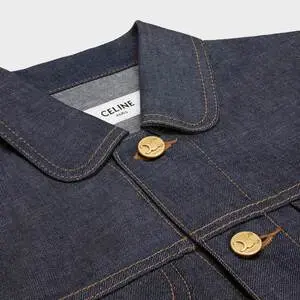 Celine Trucker Jacket In Raw Wash Denim - Black