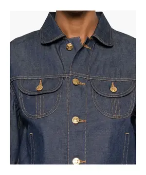 Celine Trucker Jacket In Raw Wash Denim - Black
