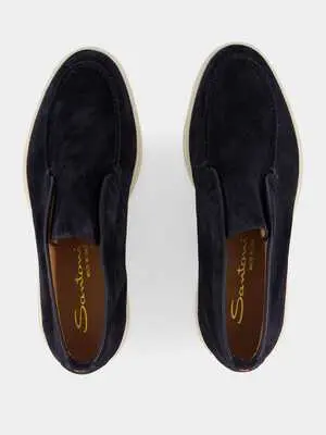 Santoni Round-toe Slip-on Loafers - Blue
