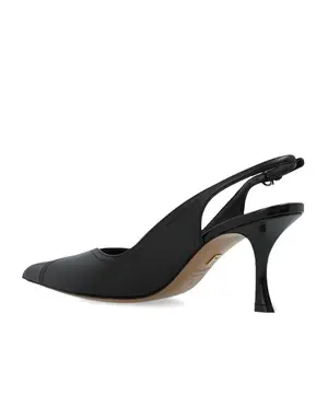 FERRAGAMO Pointed Toe High Heel Slingbacks With Gold Buckle