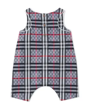 Burberry Checkered Romper Set With Cardigan And Hat
