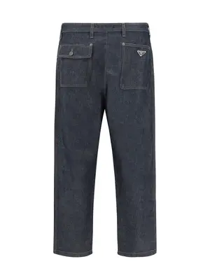 Prada Chambray Triangle Logo Denim Jeans