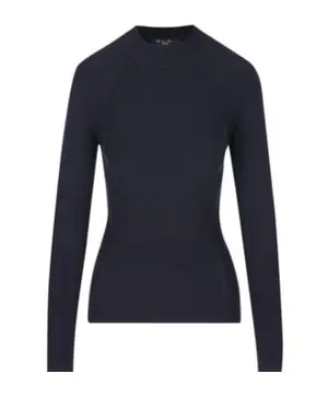 Loro Piana Mock Neck Ribbed Sweater - Black