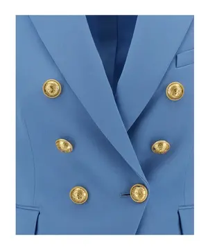 Balmain Lion Signature Double-breasted Blazer - Blue