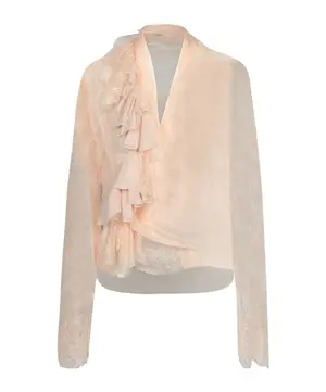 Alberta Ferretti Long Sleeve Lace Blouse With Ruffles
