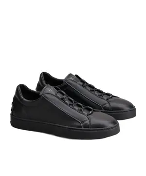 TOD'S Round Toe Lace-up Calfskin Sneakers