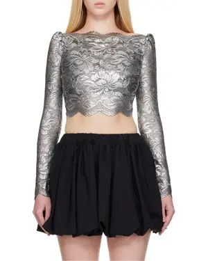 Rabanne Lace Detailed Cropped Top