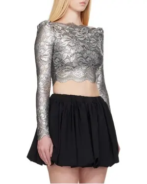 Rabanne Lace Detailed Cropped Top