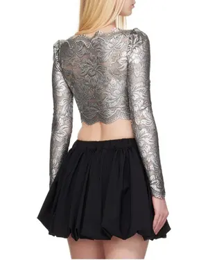 Rabanne Lace Detailed Cropped Top