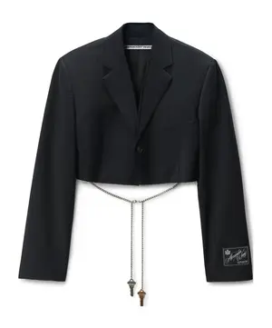Alexander Wang Cropped Long-sleeve Blazer With Chain Detail