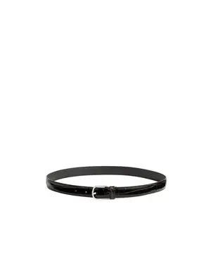 TOTEME Croc Effect Leather Belt - Chocolate-colored