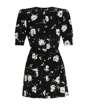 Alessandra Rich Floral Print Short Sleeve Button-up Dress