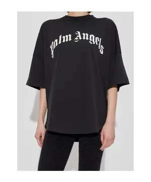 Palm Angels Curved Logo Printed T-shirt