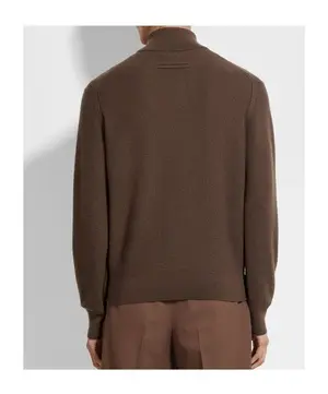 Zegna Long Sleeve Zip-up Jumper - Brown
