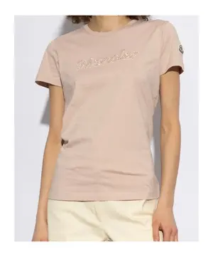 Moncler Logo Detailed Crewneck T-shirt - Pink