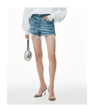 Alexander Wang All-over Logo Denim Shorts