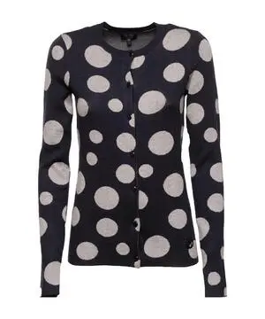 Emporio Armani Polka Dot Round Neck Long Sleeve Knitted Cardigan