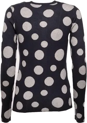 Emporio Armani Polka Dot Round Neck Long Sleeve Knitted Cardigan
