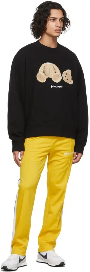 Palm Angels Logo Printed Crewneck Sweatshirt - Black