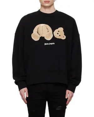 Palm Angels Logo Printed Crewneck Sweatshirt - Black