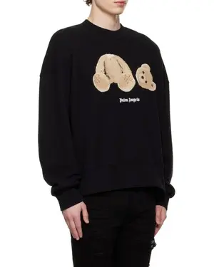 Palm Angels Logo Printed Crewneck Sweatshirt - Black