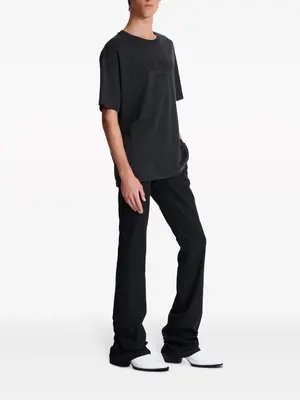 Balmain Logo Embroidered Crewneck T-shirt - Black