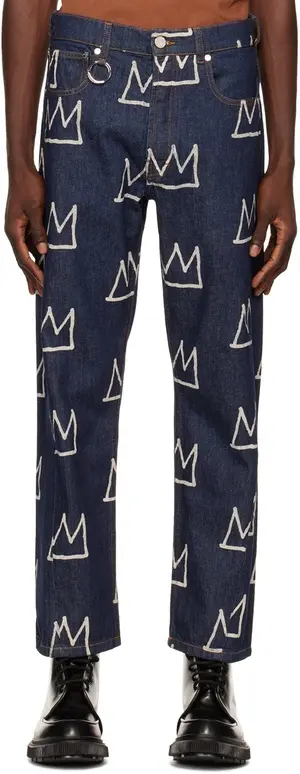 ETUDES Crown Printed Logo Patch Jeans