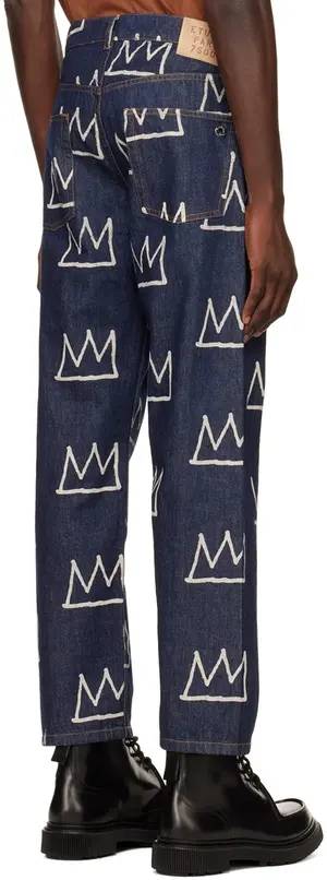 ETUDES Crown Printed Logo Patch Jeans