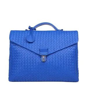 Bottega Veneta Intrecciato Weaving Briefcase - Blue