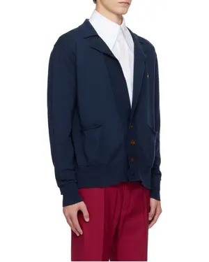 VIVIENNE WESTWOOD Orb-embroidered V-neck Cardigan - Black