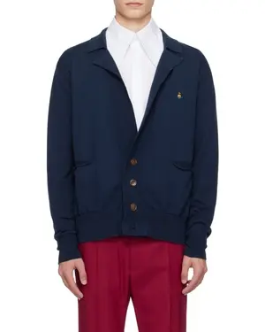 VIVIENNE WESTWOOD Orb-embroidered V-neck Cardigan - Black