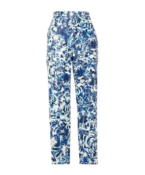 Dries Van Noten Floral Print Trousers - Blue