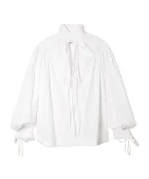 Dries Van Noten Tie-up Ruffled Shirt - White