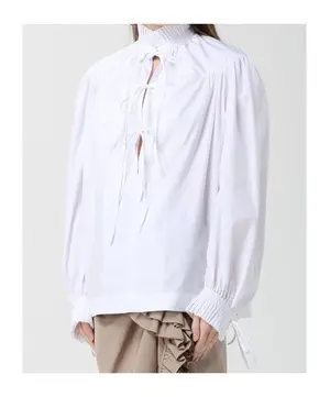 Dries Van Noten Tie-up Ruffled Shirt - White