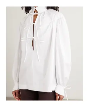 Dries Van Noten Tie-up Ruffled Shirt - White