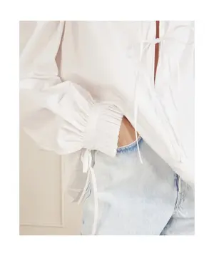 Dries Van Noten Tie-up Ruffled Shirt - White