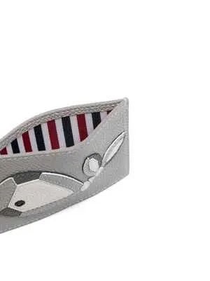 Thom Browne Whale-appliqué Pebbled Cardholder - Gray