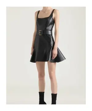 Givenchy Leather Fluted Mini Dress