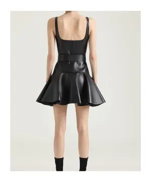 Givenchy Leather Fluted Mini Dress