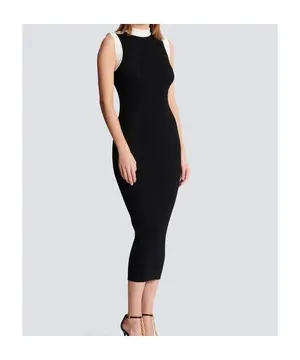 Balmain Long Two-tone Cable-knit Dress