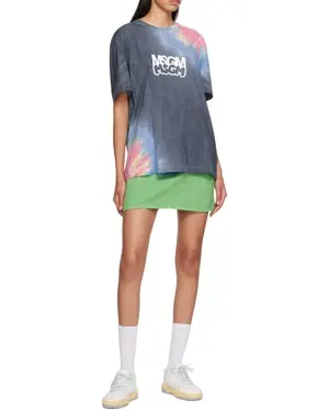 MSGM Tie-dyed Crewneck T-shirt - Blue