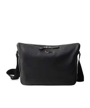 Prada Logo Plaque Zipped Shoulder Bag - Black