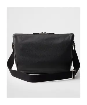 Prada Logo Plaque Zipped Shoulder Bag - Black