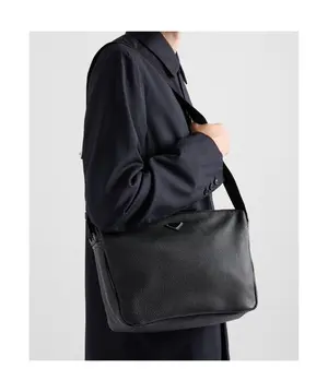 Prada Logo Plaque Zipped Shoulder Bag - Black