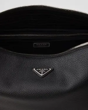 Prada Logo Plaque Zipped Shoulder Bag - Black