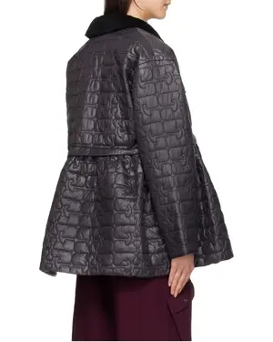 GANNI Quilted Midi Jacket With Lapel Collar - Phantom Black