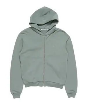 Acne Studios Face Logo Patch Zip-up Hooded Sweatshirt