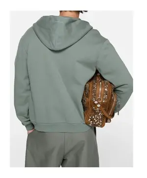 Acne Studios Face Logo Patch Zip-up Hooded Sweatshirt